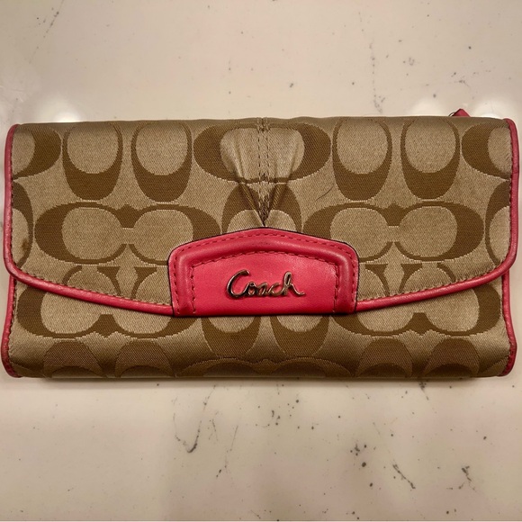 Coach | Bags | Coach Pink Signature Wallet | Poshmark